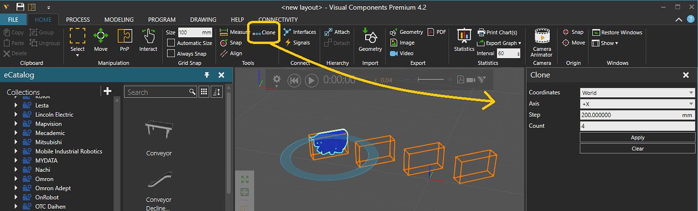 Clone componens - Visual Components Add-on Samples - Visual Components - The Simulation Community
