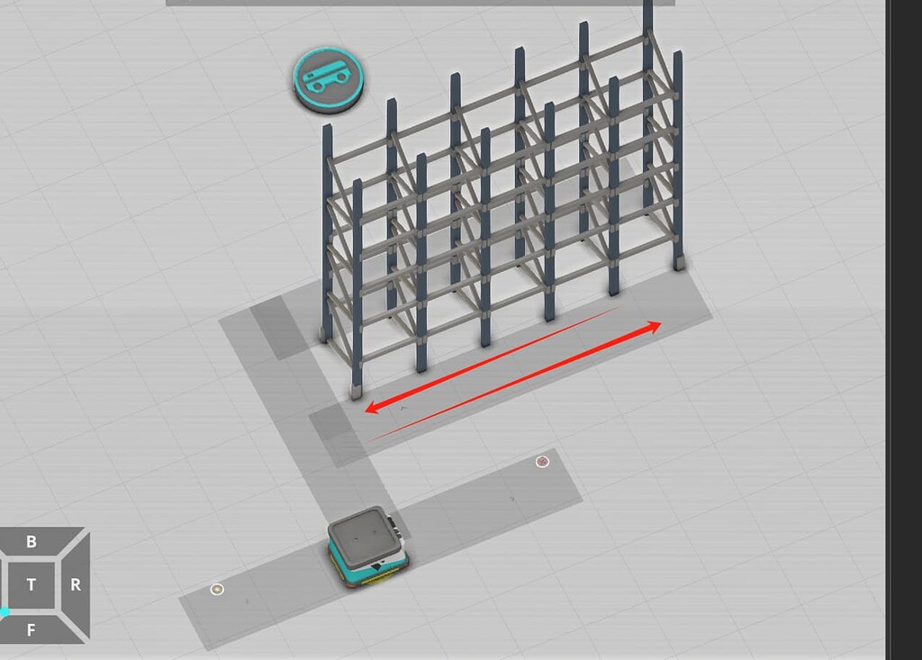 AGV moves forward to feed, then continues to retreat to the main route ...