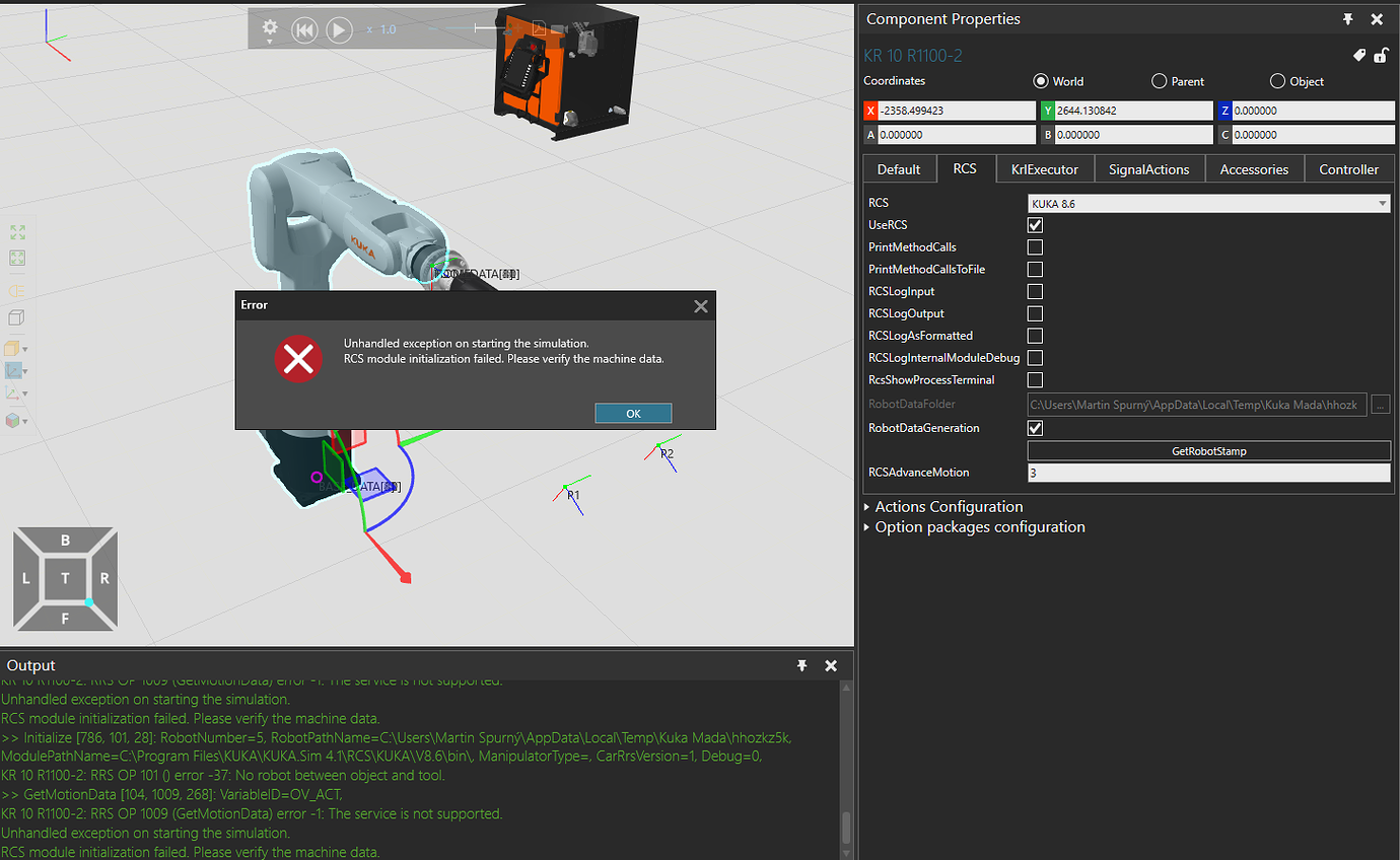 RCS module initialization failed - General Questions - Visual Components - The Simulation Community