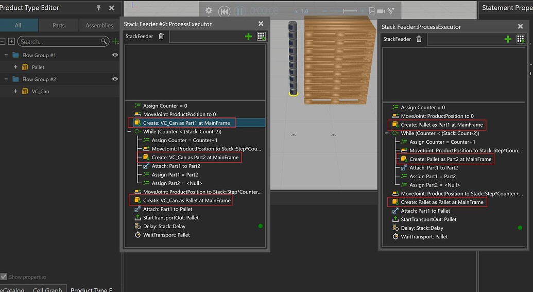 Feeder process stacking products - Process Modeling - Visual Components - The Simulation Community