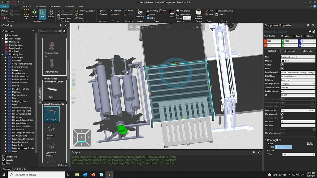RoutingRule crossing conveyor - Process Modeling - Visual Components ...