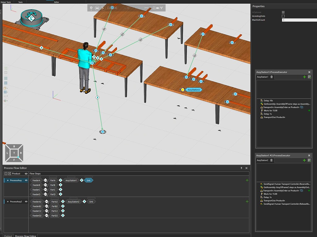 One human, two assembly stations - Process Modeling - Visual Components - The Simulation Community