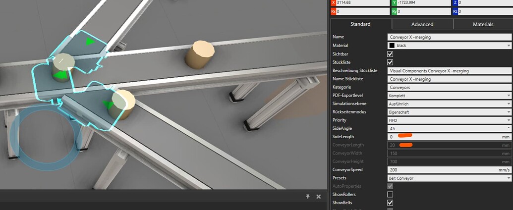 Continuous X-merging conveyor - Component Modeling - Visual Components - The Simulation Community