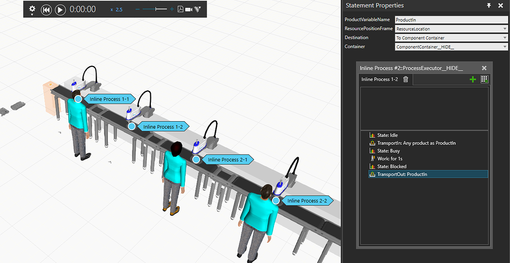 Inline process and two way crossing conveyors flow discontinuous - Layout Configuration - Visual ...