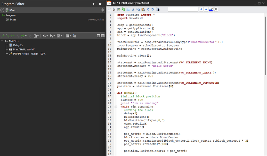 Adding statements to KUKA robot in KUKA Sim not supported? - Python Programming - Visual ...