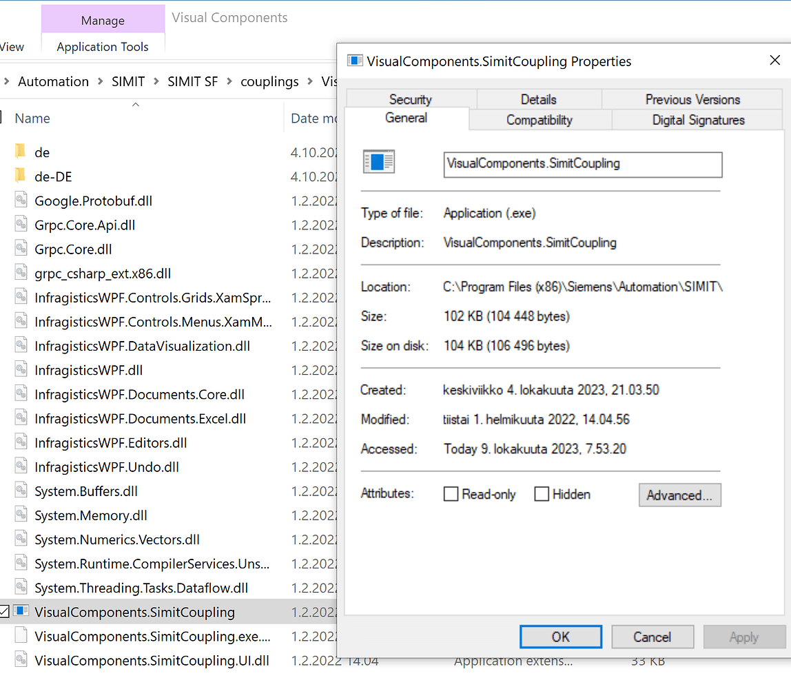 SIMIT Plugin error, SIMIT 11 SP1 - Visual Components Add-on Samples - Visual Components - The ...