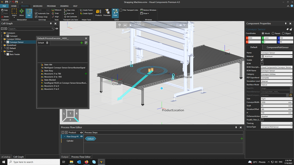 Send Signal To Sensor To Resume Process On Conveyor Process Modeling Visual Components The